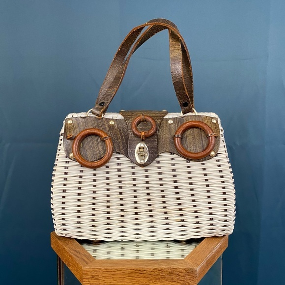 Vintage | Bags | Vintage 6s Simon Wicker Leather Purse | Poshmark